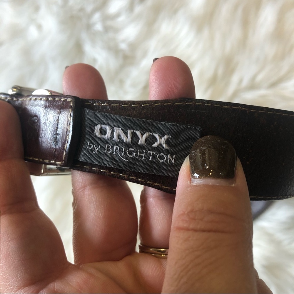 Onyx By Brighton Brown Leather Golf Theme Belt Men’s … - Gem